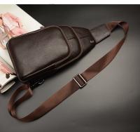China Genuine Leather Men's Chest Bag with USB Charging OEM ODM Cross Body Bag 25 Days Delivery for sale