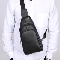 China Genuine Leather Men's Chest Bag with USB Charging OEM ODM Cross Body Bag 25 Days Delivery for sale