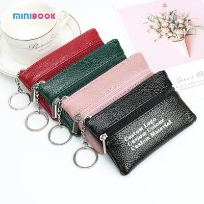 China ISO9001 Certified PU Leather Short Zipper Wallet 12x8x1cm Vintage Minibook Coin Purse for sale
