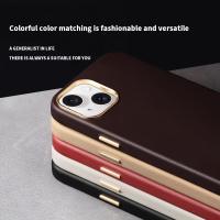 China Genuine Leather Magnetic Phone Case for iPhone 15 Strong Magnet Shockproof Waterproof 360 Protection for sale