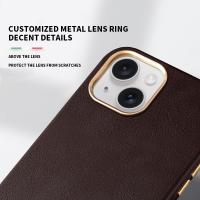 China Genuine Leather Magnetic Phone Case for iPhone 15 Strong Magnet Shockproof Waterproof 360 Protection for sale