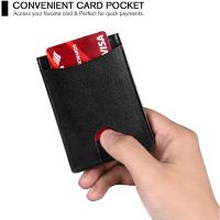 China Mens Slim Carbon Fiber Leather Wallet RFID Blocking Front Pocket Card Slots 8 Card Capacity for sale