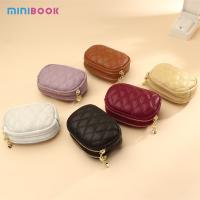 China Genuine Cowhide Leather Double Zipper Keychain Pouch Large Capacity 11.5x8.5x3.5cm for Women for sale