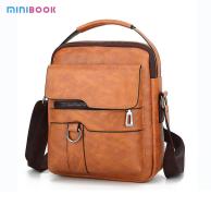 China Custom PU Leather Messenger Bag for Office Vintage Style Waterproof Men Bag 15.6 Inch for sale