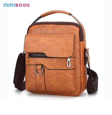 China Custom PU Leather Messenger Bag for Office Vintage Style Waterproof Men Bag 15.6 Inch for sale