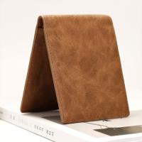 China Vintage Crazy Horse Leather Men's Short Wallet with Multifunction PU Main Material 8 Card Slots for sale