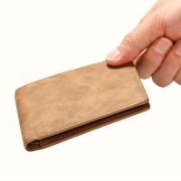 China Vintage Crazy Horse Leather Men's Short Wallet with Multifunction PU Main Material 8 Card Slots for sale