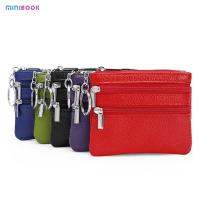 China Genuine Leather Coin Purse with Key Ring Pure Colors Low MOQ Custom Logo OEM for sale