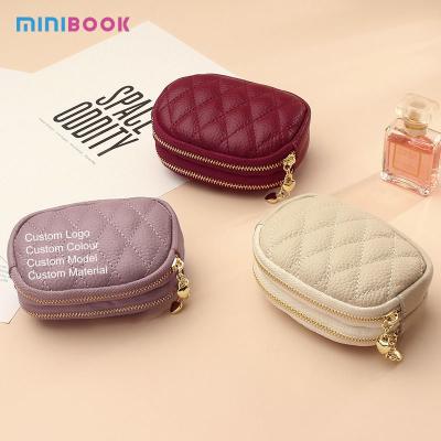 China Minibook Genuine Cowhide Leather Ladies Wallet Key Chain Pouch 11.5x8.5x3.5cm for sale