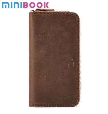 China Waterproof Genuine Leather Credit Card Wallet for Men Large Capacity 12 Card Slots Zipper Purse for sale