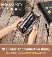 China Waterproof Genuine Leather Credit Card Wallet for Men Large Capacity 12 Card Slots Zipper Purse for sale