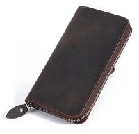 China Waterproof Genuine Leather Credit Card Wallet for Men Large Capacity 12 Card Slots Zipper Purse for sale