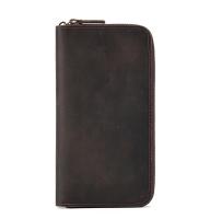 China Waterproof Genuine Leather Credit Card Wallet for Men Large Capacity 12 Card Slots Zipper Purse for sale