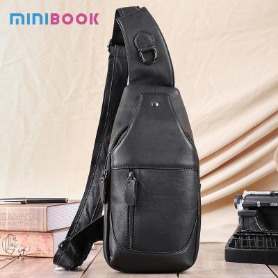 China Genuine Cowhide Leather Cross Body Chest Bag Men Durable All Seasons 1 Main Pocket for sale