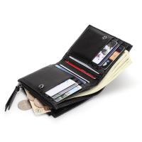 China Genuine Leather Handwoven Coin Purse Short Wallet 11.5cm x 9.5cm Unisex Sheepskin Wallet for sale