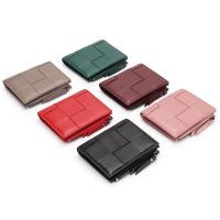 China Genuine Leather Handwoven Coin Purse Short Wallet 11.5cm x 9.5cm Unisex Sheepskin Wallet for sale