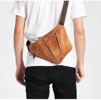 China Genuine Crazy Horse Leather Messenger Bag for Men Minibook Laptop 14 Inch for sale
