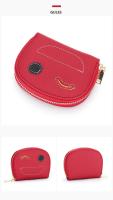China Genuine Leather Keychain Pouch Ultra Thin Zipper Hasp Closure 10.5x8x2.5cm Women Minibook for sale