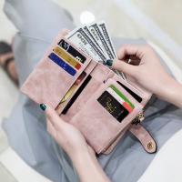 China Frosted Leather Short Bifold Wallet with Large Capacity Credit Card Holders 8 Slots for sale