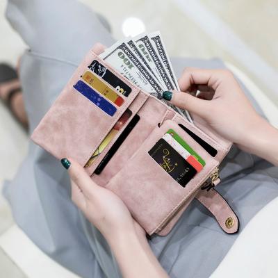 China Frosted Leather Short Bifold Wallet with Large Capacity Credit Card Holders 8 Slots for sale