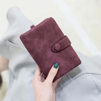 China Frosted Leather Short Bifold Wallet with Large Capacity Credit Card Holders 8 Slots for sale