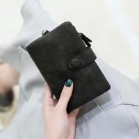 China Frosted Leather Short Bifold Wallet with Large Capacity Credit Card Holders 8 Slots for sale