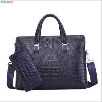 China End Crocodile Embossed Genuine Leather Business Handbags Briefcase Laptop Bag for Men 15.6 Inch for sale