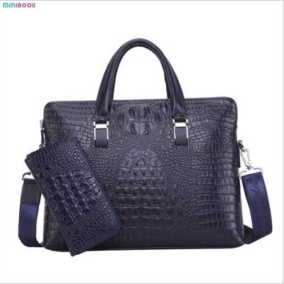 China End Crocodile Embossed Genuine Leather Business Handbags Briefcase Laptop Bag for Men 15.6 Inch for sale