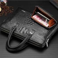 China End Crocodile Embossed Genuine Leather Business Handbags Briefcase Laptop Bag for Men 15.6 Inch for sale