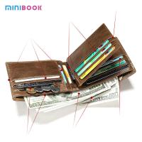 China Genuine Leather Minibook Anti-Theft RFID Card Holder Wallet 10cm x 12cm for OEM ODM for sale