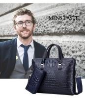 China End Crocodile Embossed Genuine Leather Business Handbags Briefcase Laptop Bag for Men 15.6 Inch for sale
