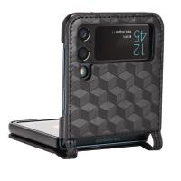 China Shockproof Luxury Square Leather Phone Case for Samsung Galaxy Z Flip 4 Back Bumper for sale