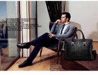 China End Crocodile Embossed Genuine Leather Business Handbags Briefcase Laptop Bag for Men 15.6 Inch for sale