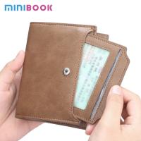 China Custom Logo Minibook Card Clip Wallet PU Leather 13cm x 10cm Short Card Holder Purse for sale