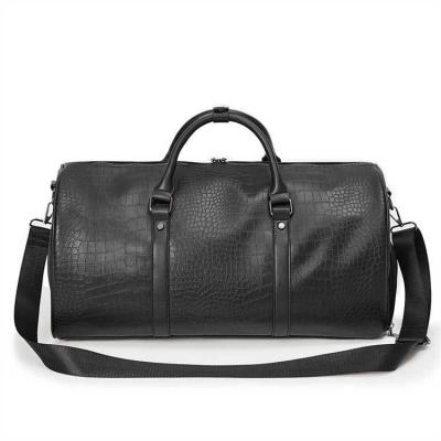 China OEM ODM Luxury Vegan Leather Crocodile Pattern Overnight Hand Bag for Men Custom Logo 18x12x6 Inch for sale