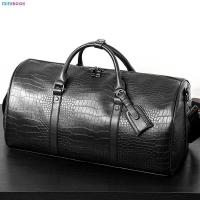 China OEM ODM Luxury Vegan Leather Crocodile Pattern Overnight Hand Bag for Men Custom Logo 18x12x6 Inch for sale