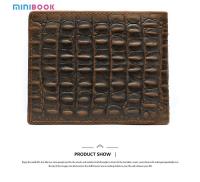 China Minibook Crocodile Embossed Genuine Leather Men's Flip Wallet 11.5x9x1 cm for sale