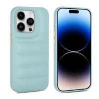 China Candy Color PU Puffer Phone Cover with Holder for iPhone 13 14 15 Pro Max Shockproof for sale