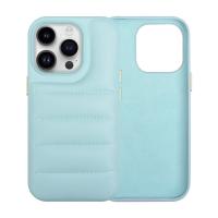 China Candy Color PU Puffer Phone Cover with Holder for iPhone 13 14 15 Pro Max Shockproof for sale