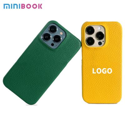 China Luxury Genuine Leather Ultra Thin Protective Phone Case for iPhone 15 Pro Max Shockproof Wireless Charging for sale