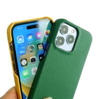China Luxury Genuine Leather Ultra Thin Protective Phone Case for iPhone 15 Pro Max Shockproof Wireless Charging for sale