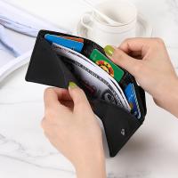 China Mini Card Holder Litchi Pattern PU Leather Wallet Female Three Fold Wallet with Coin Purse for sale