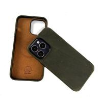 China Genuine Crazy Horse Leather Case for iPhone 13 14 15 with Wireless Charging Support for sale