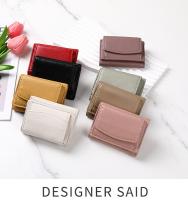 China Mini Card Holder Litchi Pattern PU Leather Wallet Female Three Fold Wallet with Coin Purse for sale