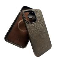China Genuine Crazy Horse Leather Case for iPhone 13 14 15 with Wireless Charging Support for sale