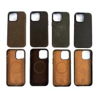 China Genuine Crazy Horse Leather Case for iPhone 13 14 15 with Wireless Charging Support for sale