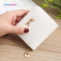 China Custom Bowknot Letter Logo Small Zipper Coin Purse 10x8x2 cm PU Leather for sale