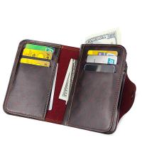 China Custom Logo Vintage Hook Three Fold Men's Wallet Waterproof Large Capacity 12 Card Slots for sale