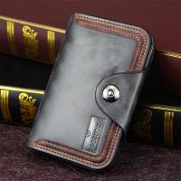 China Custom Logo Vintage Hook Three Fold Men's Wallet Waterproof Large Capacity 12 Card Slots for sale