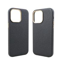 China Private Mold Lychee Pattern PU Leather Phone Case for iPhone 13 14 15 Shockproof Cover for sale
